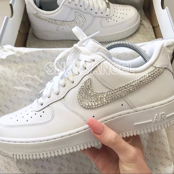 Nike | Shoes | Nike Custom Crystal Rhinestones Air Force Sneakers Bride ...